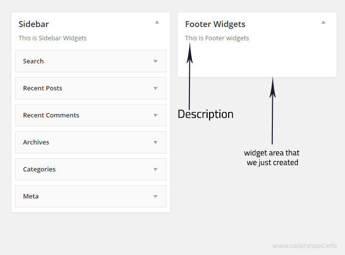 Add Widget Area In WordPress Theme Widgets Codershood